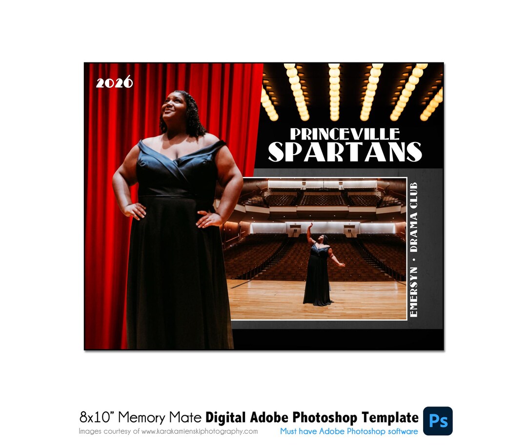 Drama, Theater Memory Mate Photo Template 001: 8x10” Photoshop PSD ...