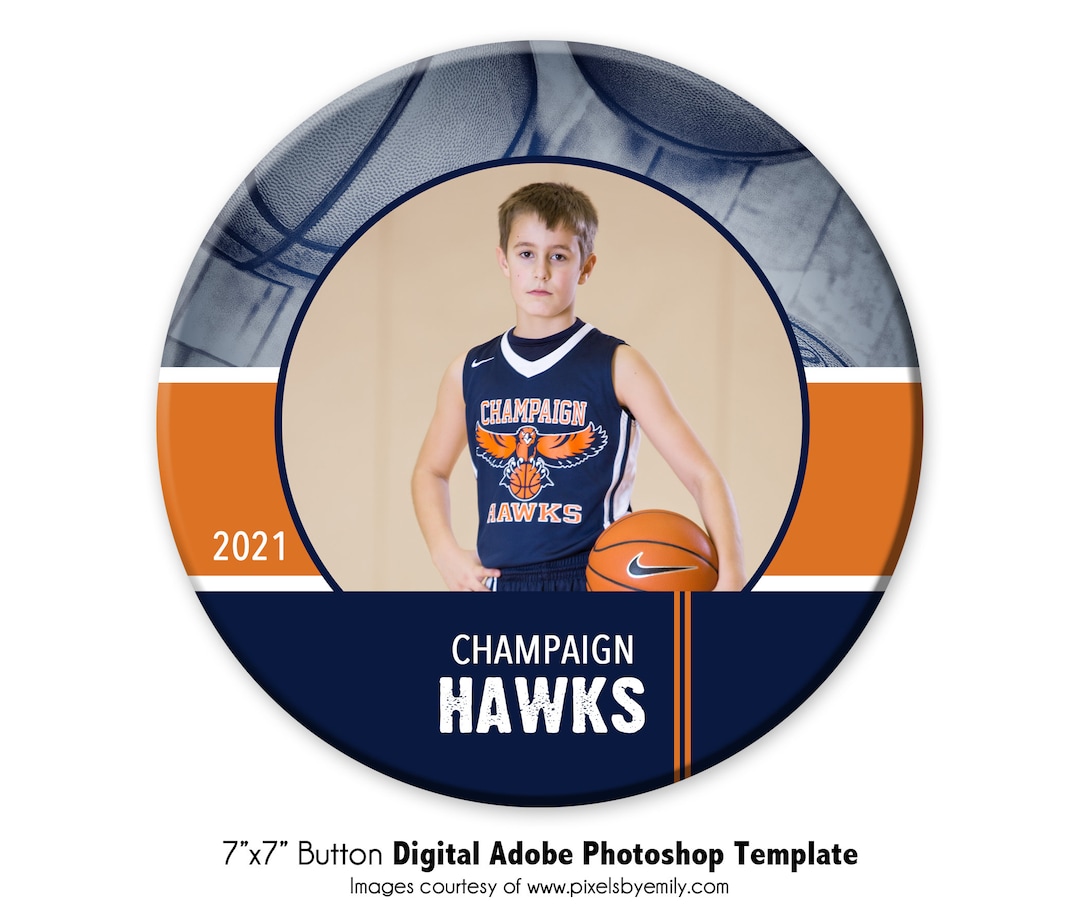 BASKETBALL Button 012 | 7x7 Adobe Photoshop Digital Photo Button ...