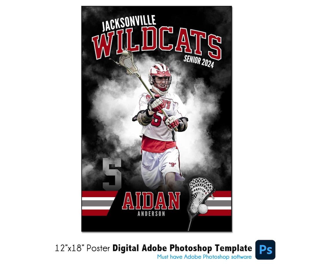 LACROSSE POSTER 003 | 12"x18" Adobe Photoshop Digital Template | Sports ...