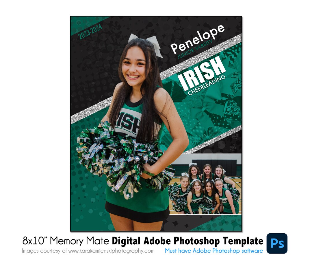 CHEERLEADING MM022 | 8x10 Adobe Photoshop Memory Mate Digital Template ...