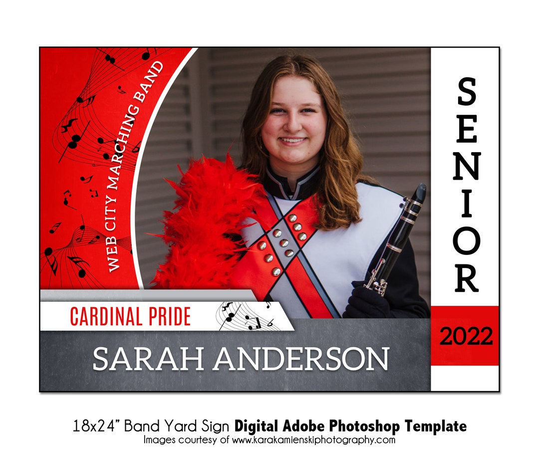BAND Yard Sign 005 | 18x24" Adobe Photoshop Yard Sign Digital Template ...