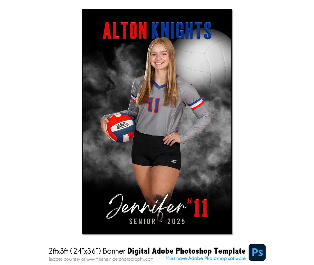 VOLLEYBALL BANNER 002 | 2ftx3ft (24"x36") Adobe Photoshop Digital ...
