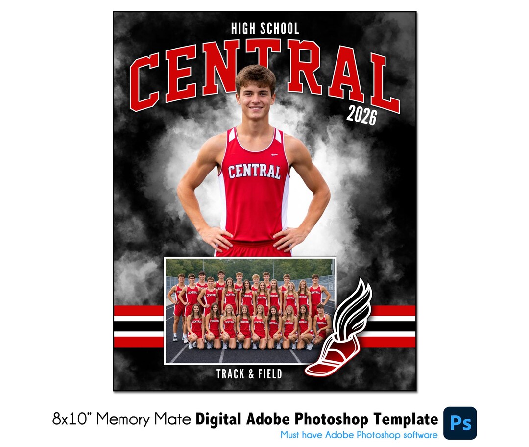 Track & Field Memory Mate Photo Template 007: 8x10” Photoshop PSD ...