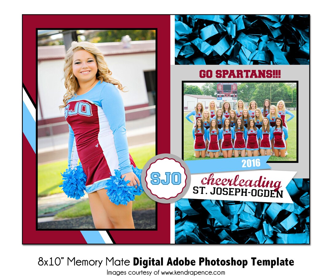 CHEERLEADING MM006 | 8x10 Adobe Photoshop Memory Mate Digital Template ...