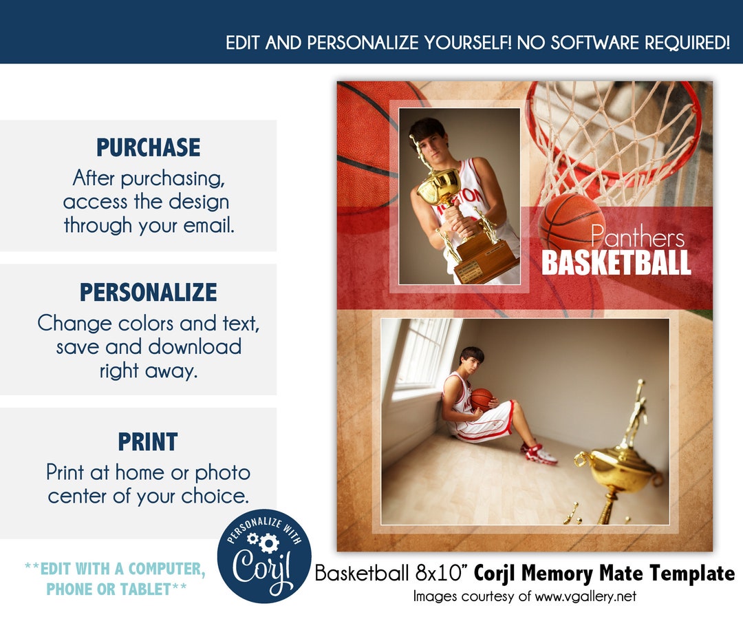 BASKETBALL MM001_CORJL | 8x10 Sports Memory Mate Online Editable ...