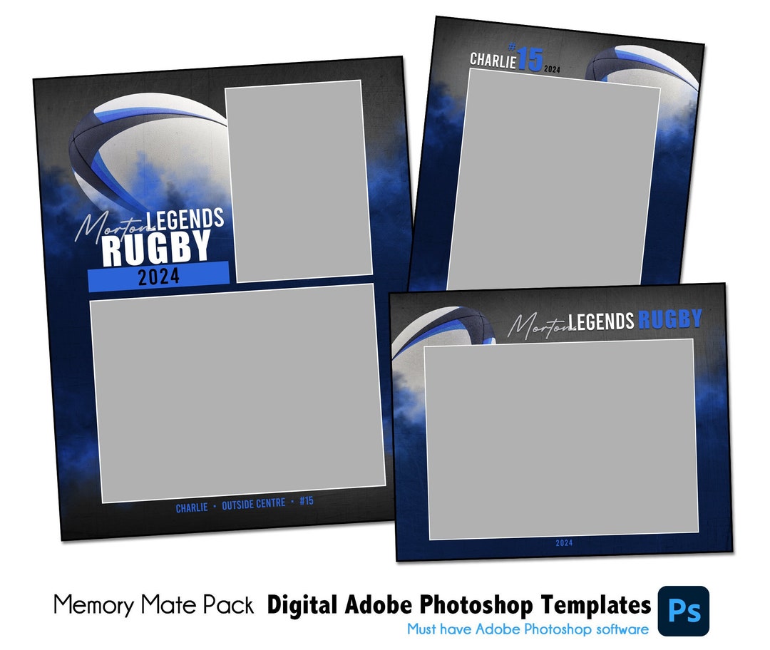 RUGBY PACK A | Adobe Photoshop Memory Mate Digital Template | Sports ...