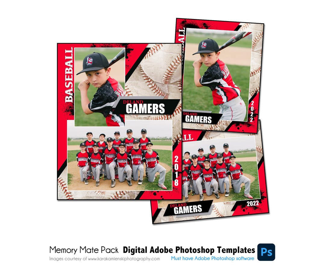 Baseball Photo Template Pack K: Memory Mate, Individual, Team Photoshop ...