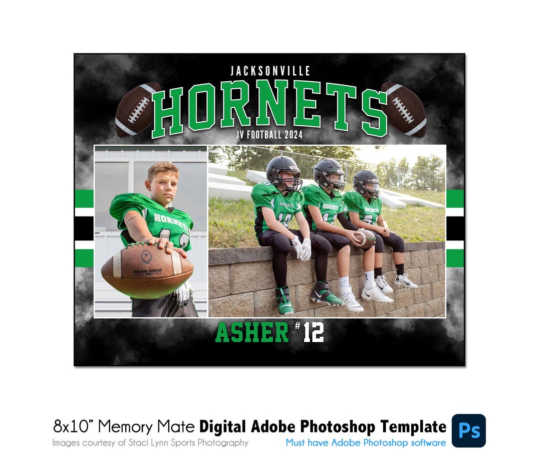 FOOTBALL MM026 | 8x10 Adobe Photoshop Memory Mate Digital Template ...