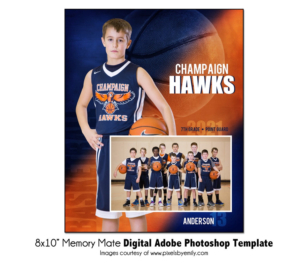 BASKETBALL MM028 | 8x10 Adobe Photoshop Memory Mate Digital Template ...