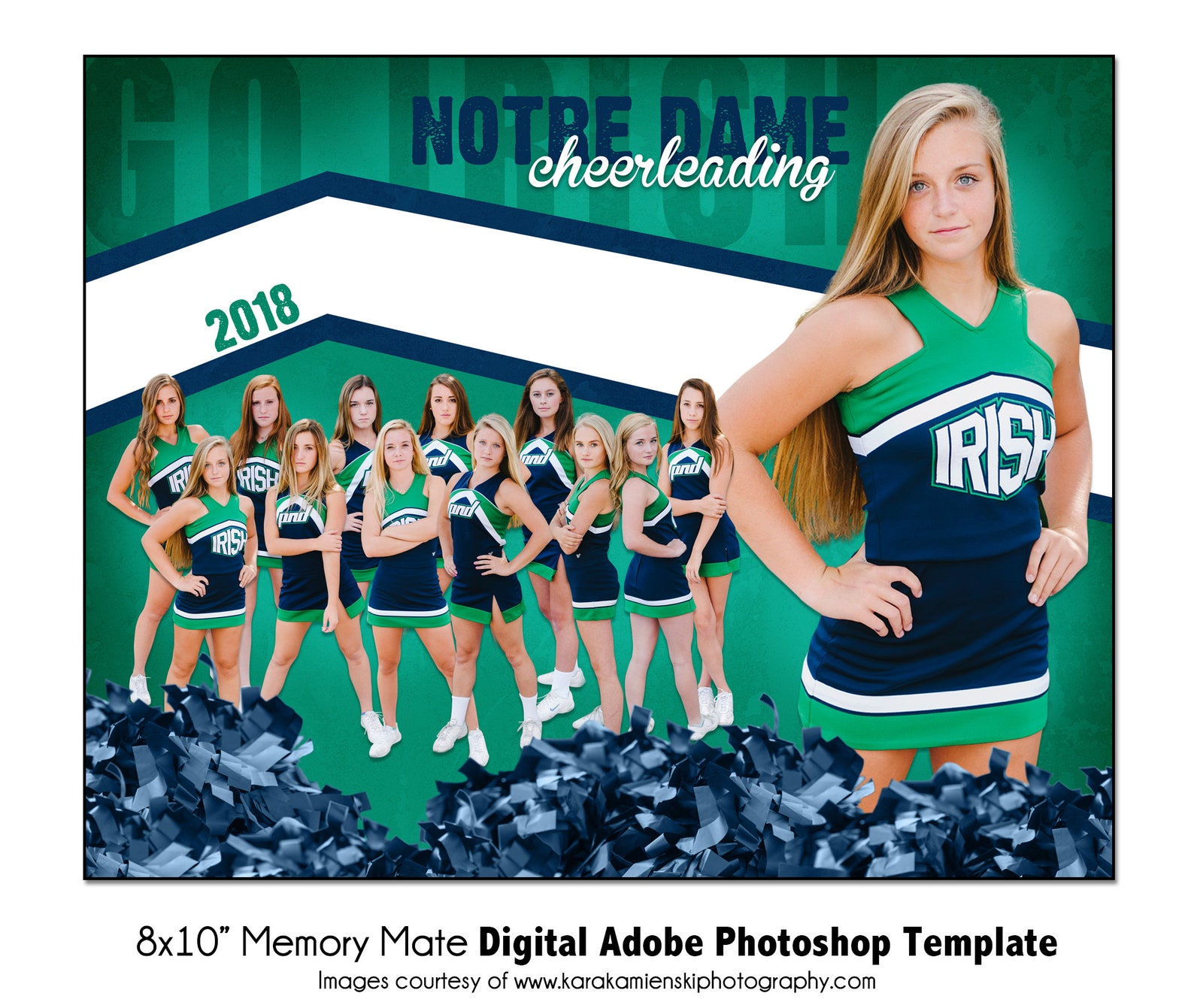 CHEERLEADING MM010 | 8x10 Adobe Photoshop Memory Mate Digital Template ...