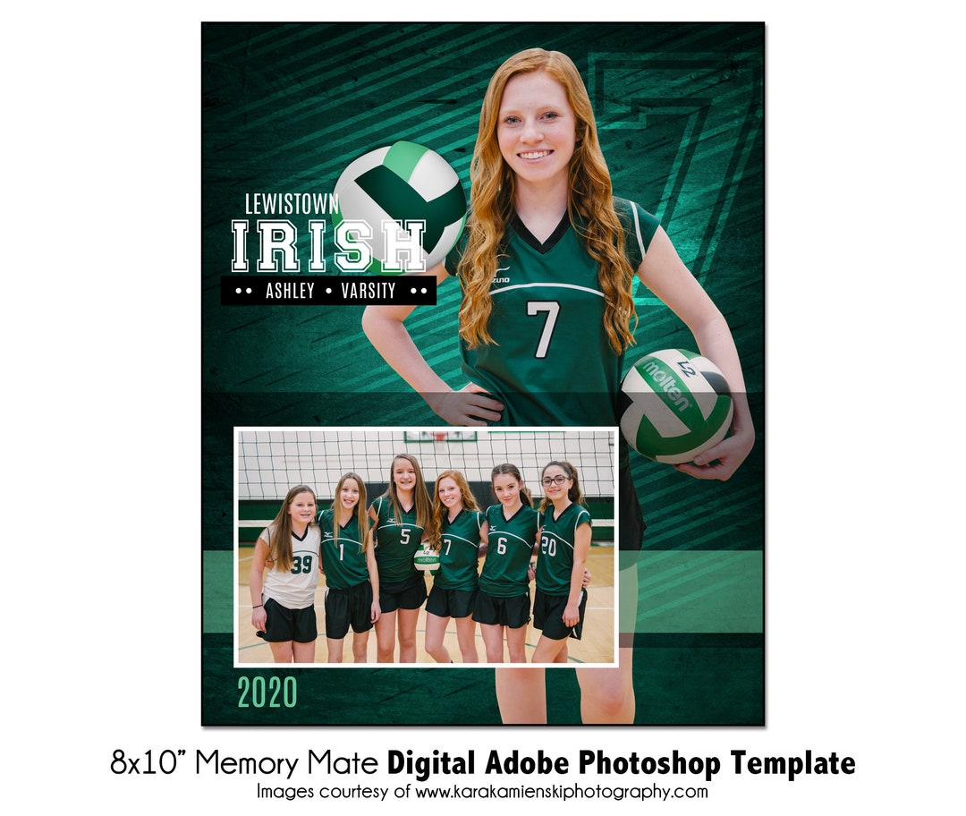 VOLLEYBALL MM016 | 8x10 Adobe Photoshop Memory Mate Digital Template ...