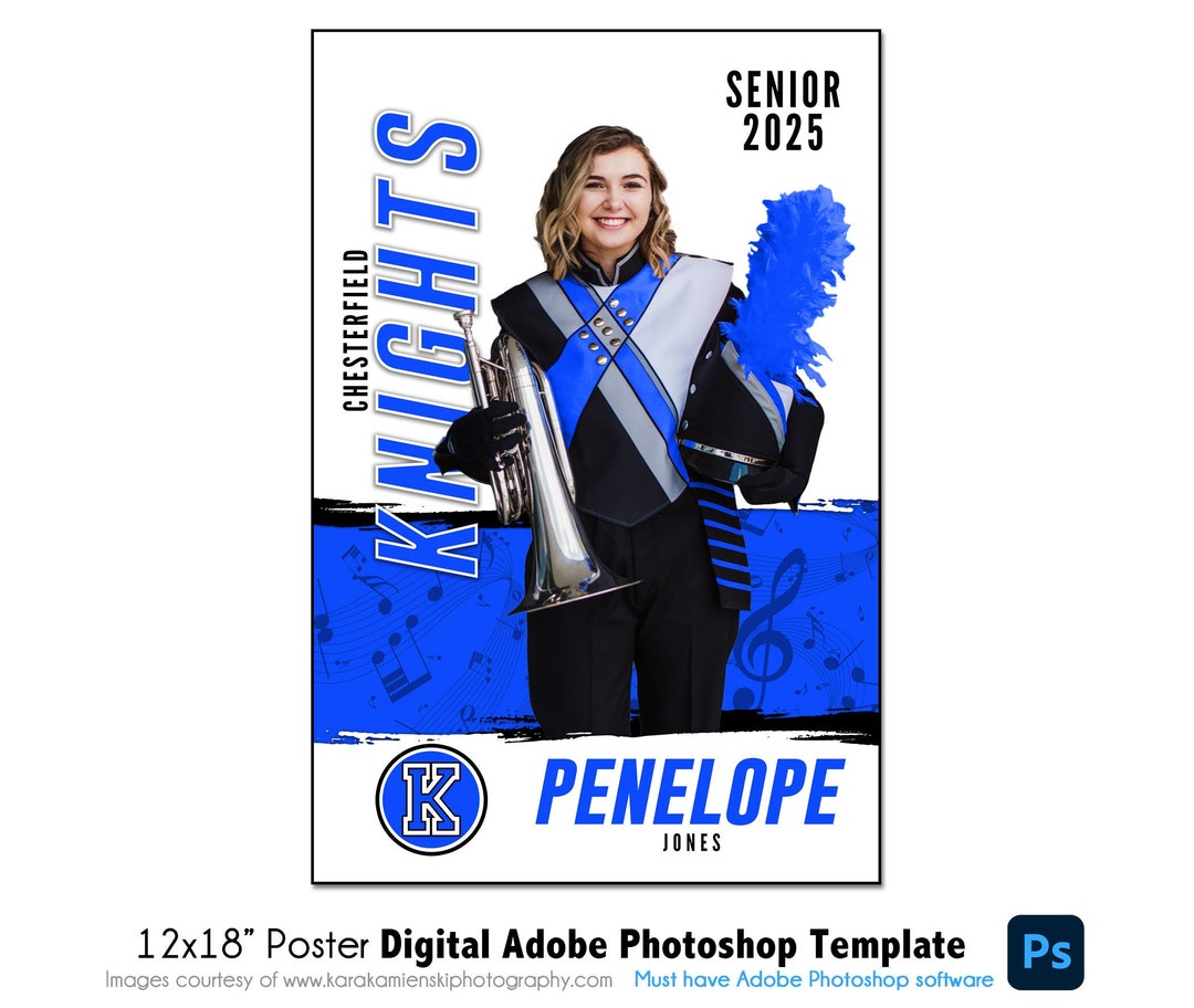 Marching Band Poster Template 005: 12x18" Photoshop PSD, Customizable ...