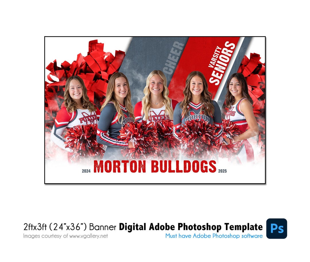 CHEERLEADING BANNER 006_H | 2ftx3ft (24"x36") Adobe Photoshop Digital ...