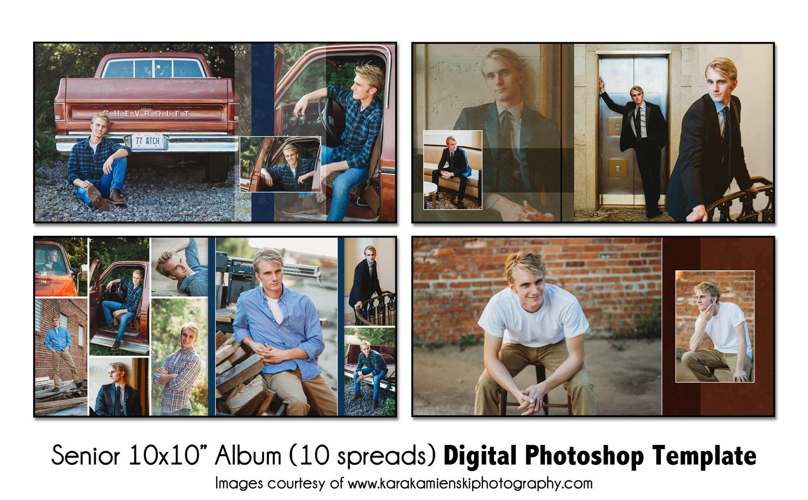 SENIOR ALBUM 002 | 10x10" Digital Photo Album Template | PSD Photoshop ...