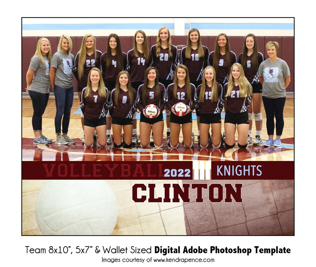 VOLLEYBALL T001 | 8x10, 5x7, Wallet Adobe Photoshop Digital Template ...