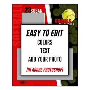 Softball Memory Mate Photo Template 019: 8x10” Photoshop PSD ...