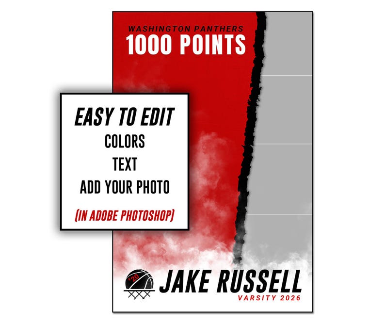 Basketball Banner & Poster Template 022: 2x3ft, 12x18" Photoshop PSD ...