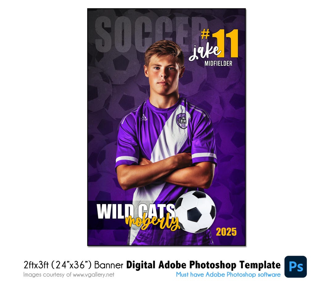 Soccer Banner Template 005: 2ft X 3ft (24x36”)photoshop PSD ...