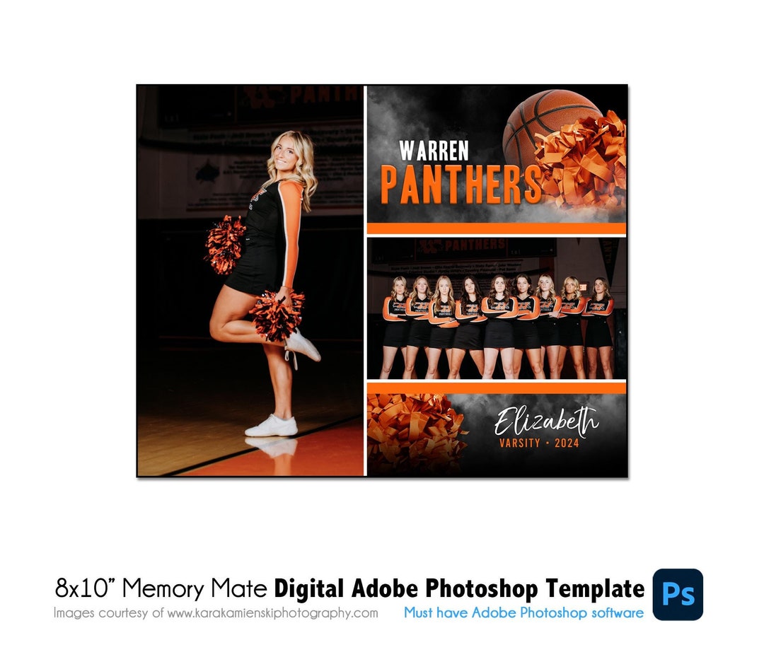 CHEERLEADING MM030 | 8x10 Adobe Photoshop Memory Mate Digital Template | Sports Photoshop ...