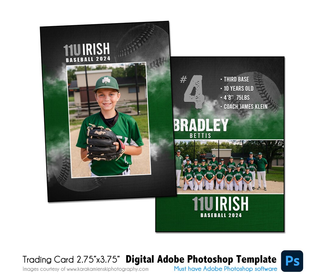 Baseball Trading Card Template 026: 2.75x3.75” Photoshop PSD ...
