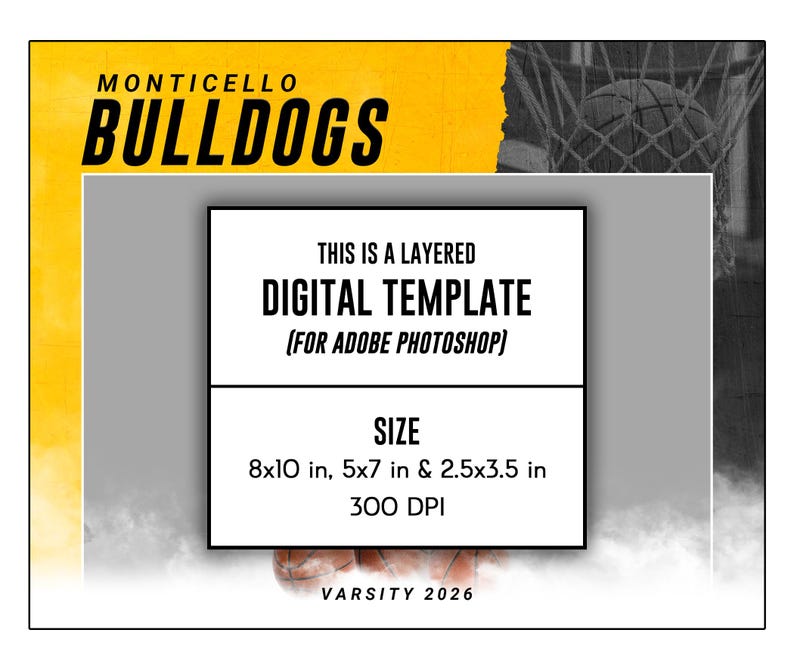 Basketball Team Photo Template 042: Photoshop PSD (8x10, 5x7, Wallet), Customizable (digital ...