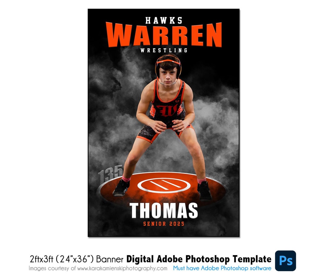 Wrestling Banner Template 005: 2ft X 3ft (24x36”)photoshop PSD ...