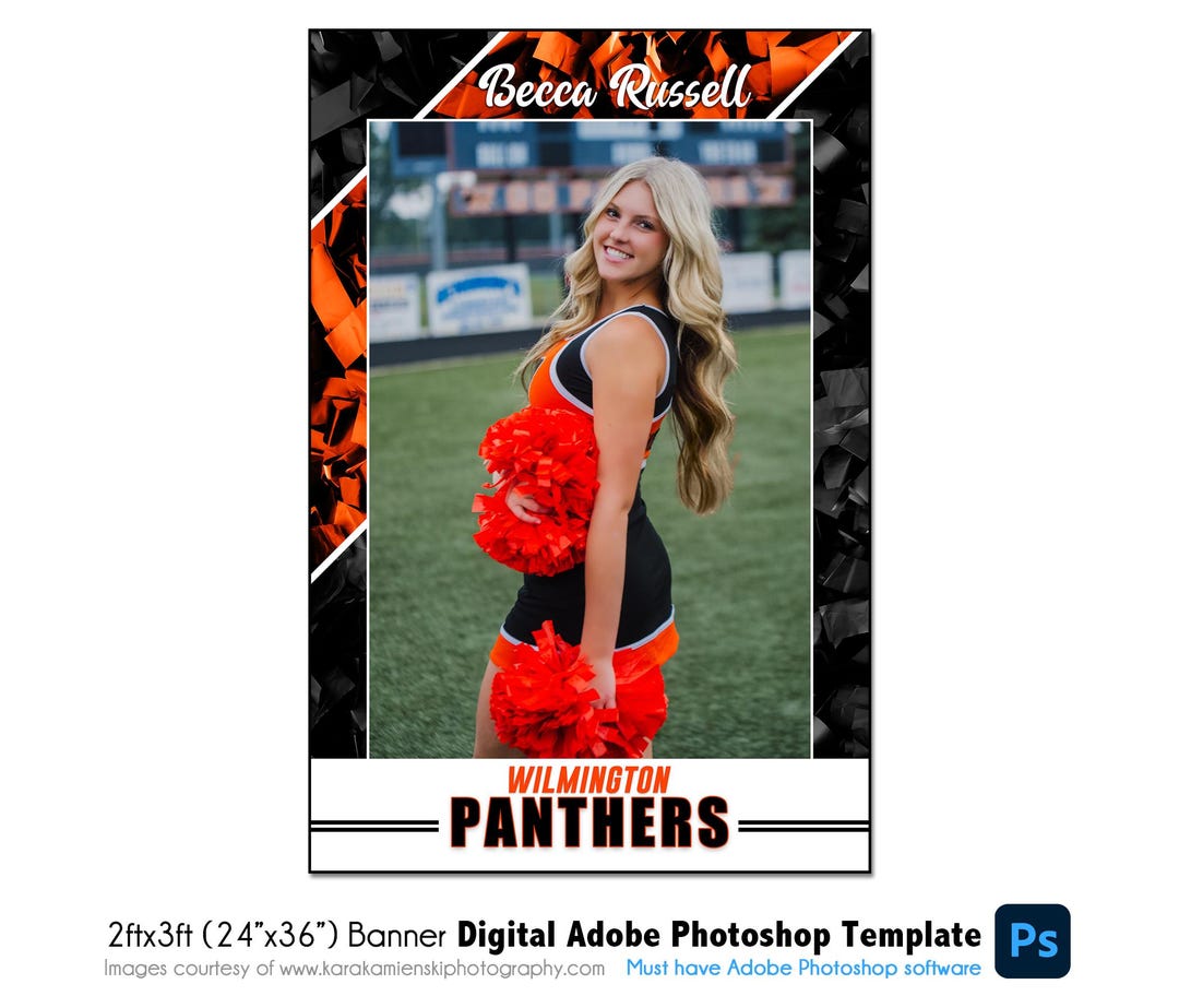 Cheerleading Banner Template 005_B: 2ft X 3ft (24x36”) Photoshop PSD ...