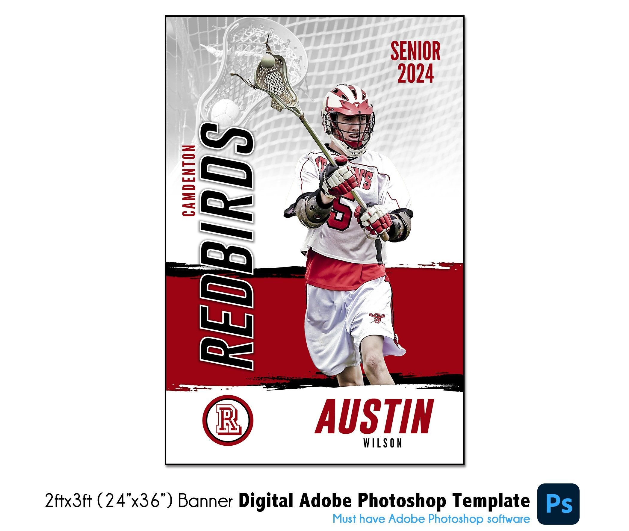 LACROSSE BANNER 001 | 2ftx3ft (24"x36") Adobe Photoshop Digital ...