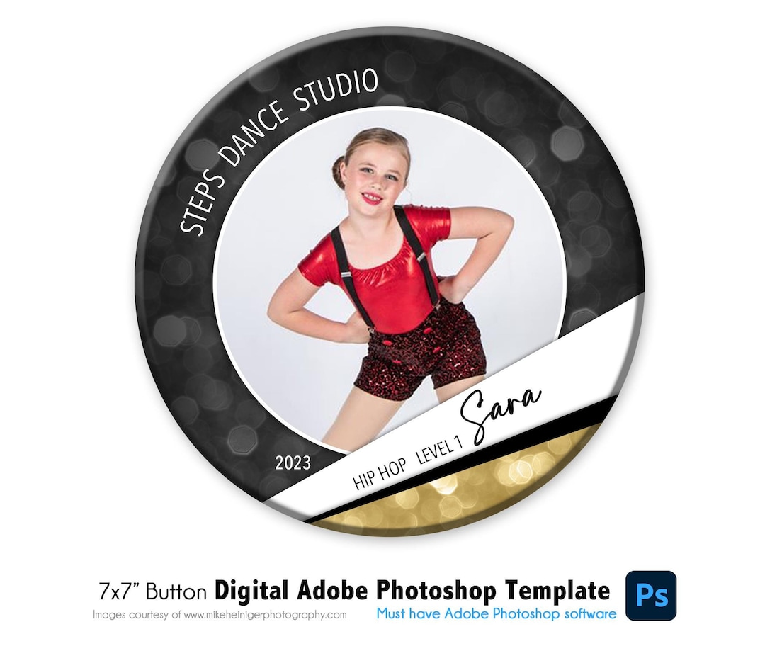 DANCE BUTTON 005 | 7x7 Adobe Photoshop Digital Photo Button Template ...