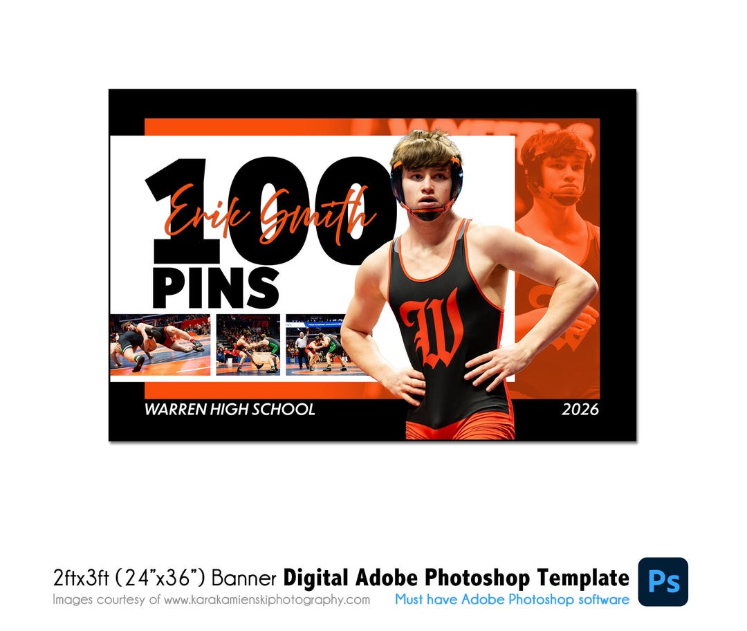 Wrestling Banner Template 014: 2ft X 3ft (24x36”)photoshop PSD ...