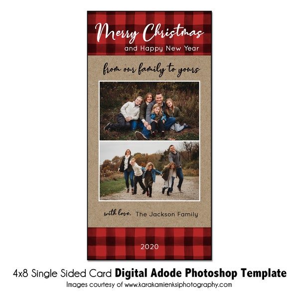 Christmas Card Template 4x8 - Etsy