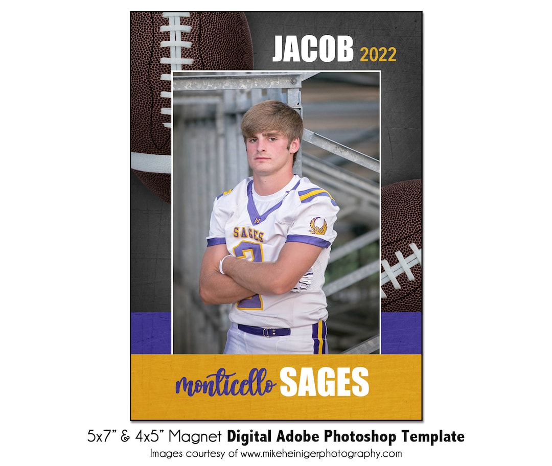 FOOTBALL MAGNET 012 | 5x7" & 4x5" Adobe Photoshop Digital Template ...