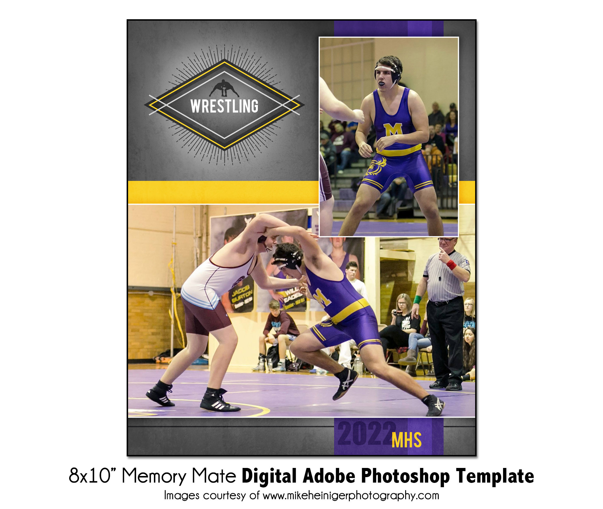 Wrestling Memory Mate Photo Template 003: 8x10” Photoshop PSD ...