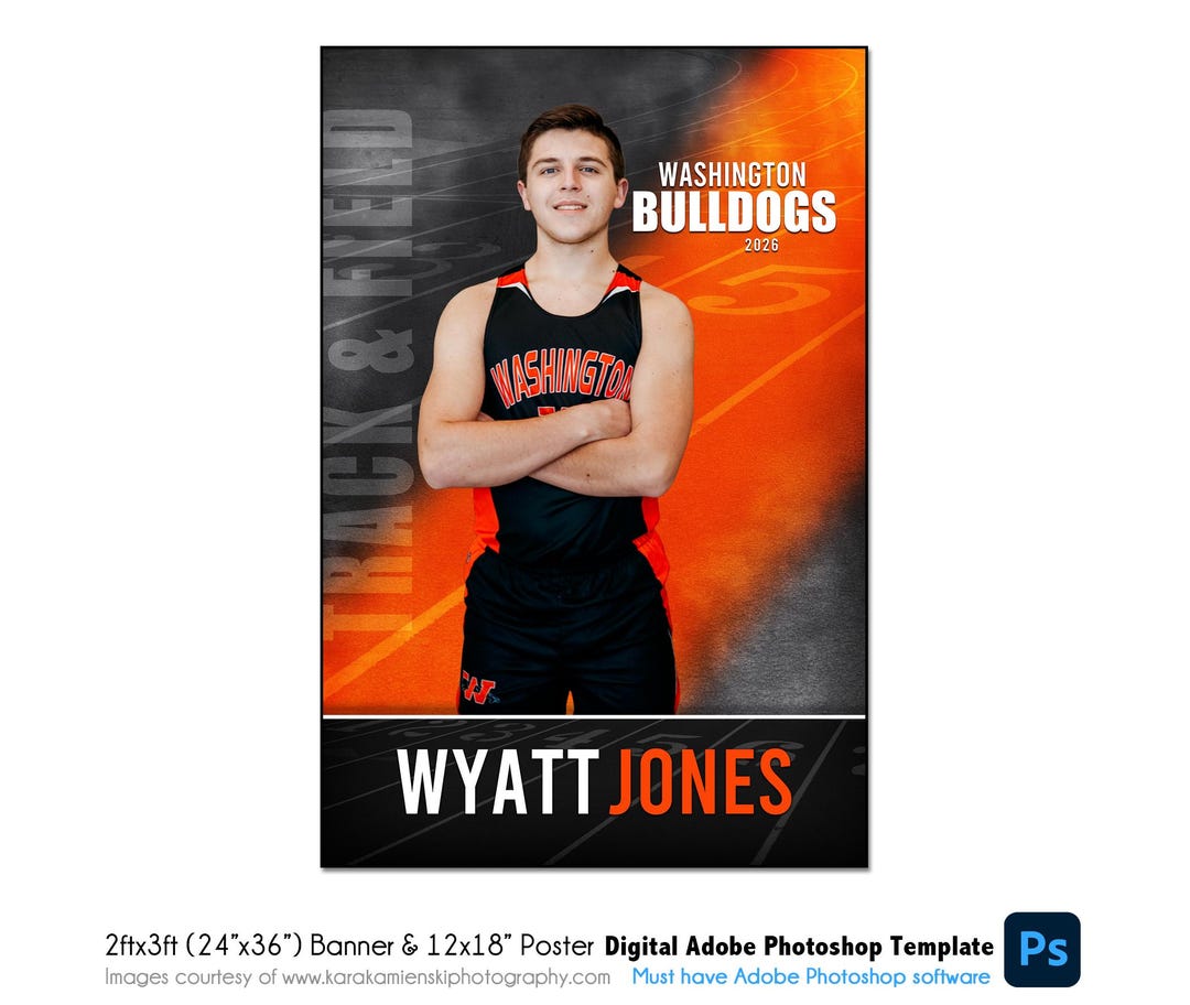 Track and Field Banner & Poster Template 003: 2x3ft, 12x18" Photoshop ...