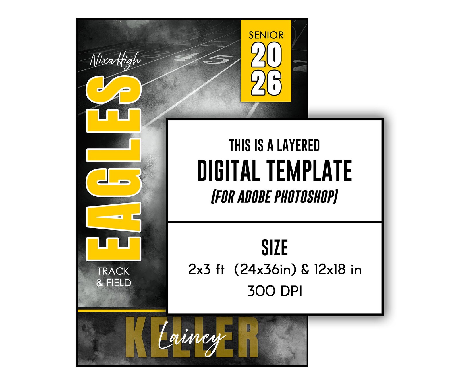 Track and Field Banner & Poster Template 006: 2x3ft, 12x18" Photoshop ...