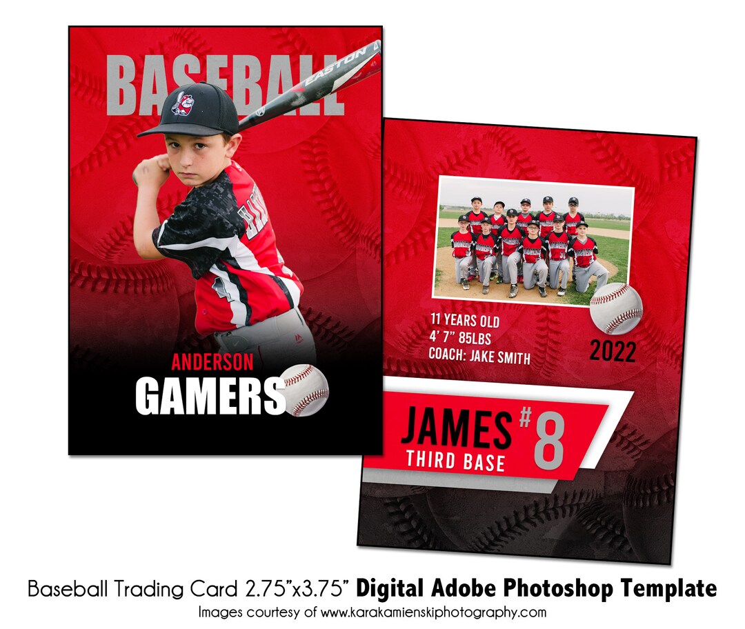 Baseball Trading Card Template 014: 2.75x3.75” Photoshop PSD ...