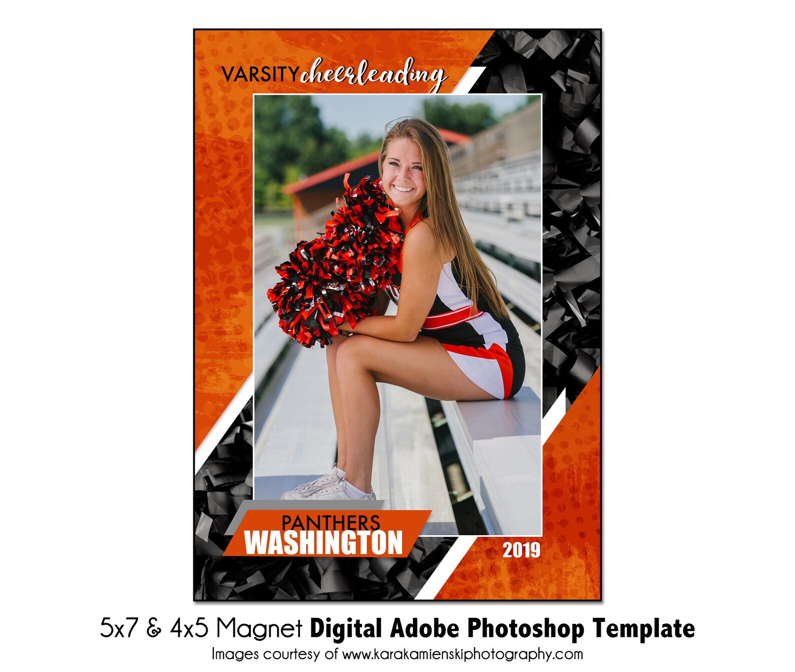 CHEERLEADING MAGNET 013 | 5x7" & 4x5" Adobe Digital Photoshop Template ...