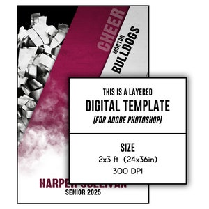 Cheerleading Banner Template 006: 2ft X 3ft (24x36”) Photoshop PSD ...