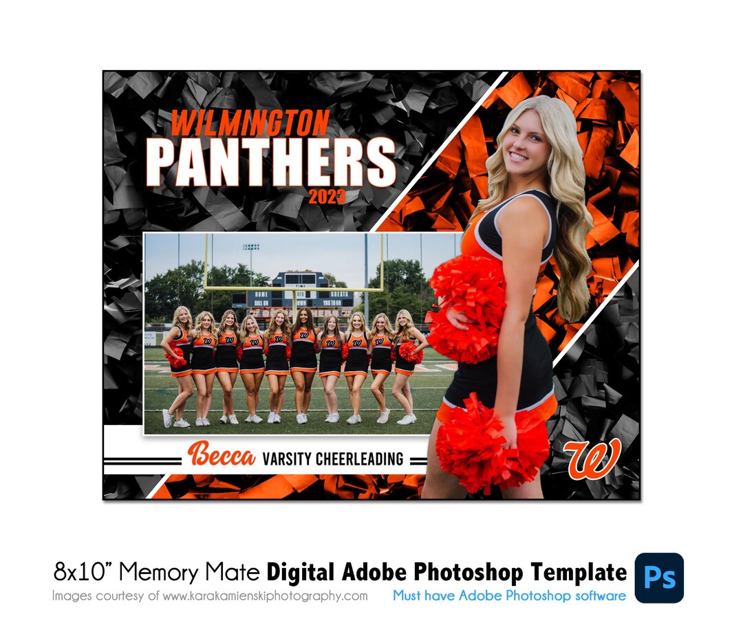 Cheerleading Memory Mate Template 018: 8x10” Photoshop PSD ...