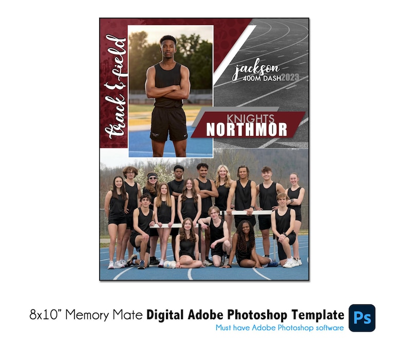 Track & Field Memory Mate Photo Template 004: 8x10” Photoshop PSD ...