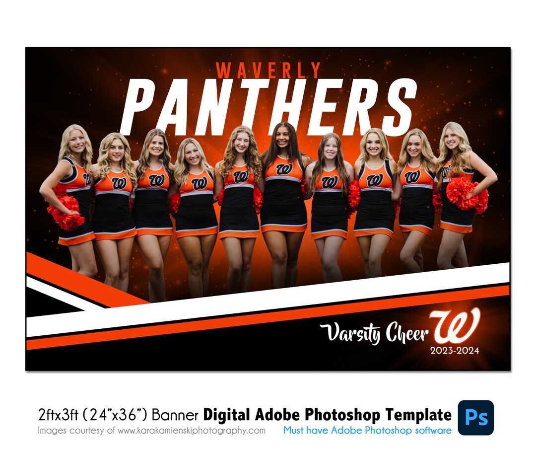 CHEERLEADING BANNER 001_H 2ftx3ft 24x36 Adobe Photoshop Digital ...