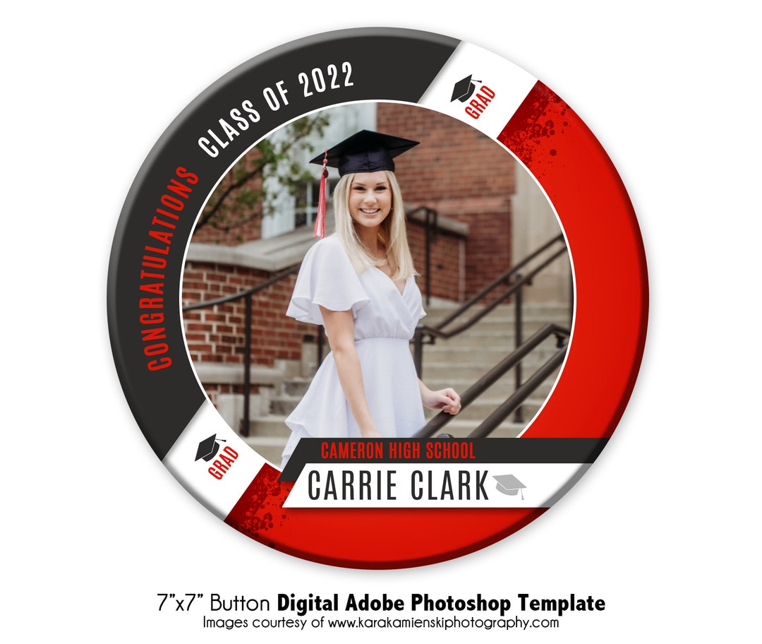 GRAD BUTTON 002 | 7x7 Adobe Photoshop Digital Photo Button Template ...