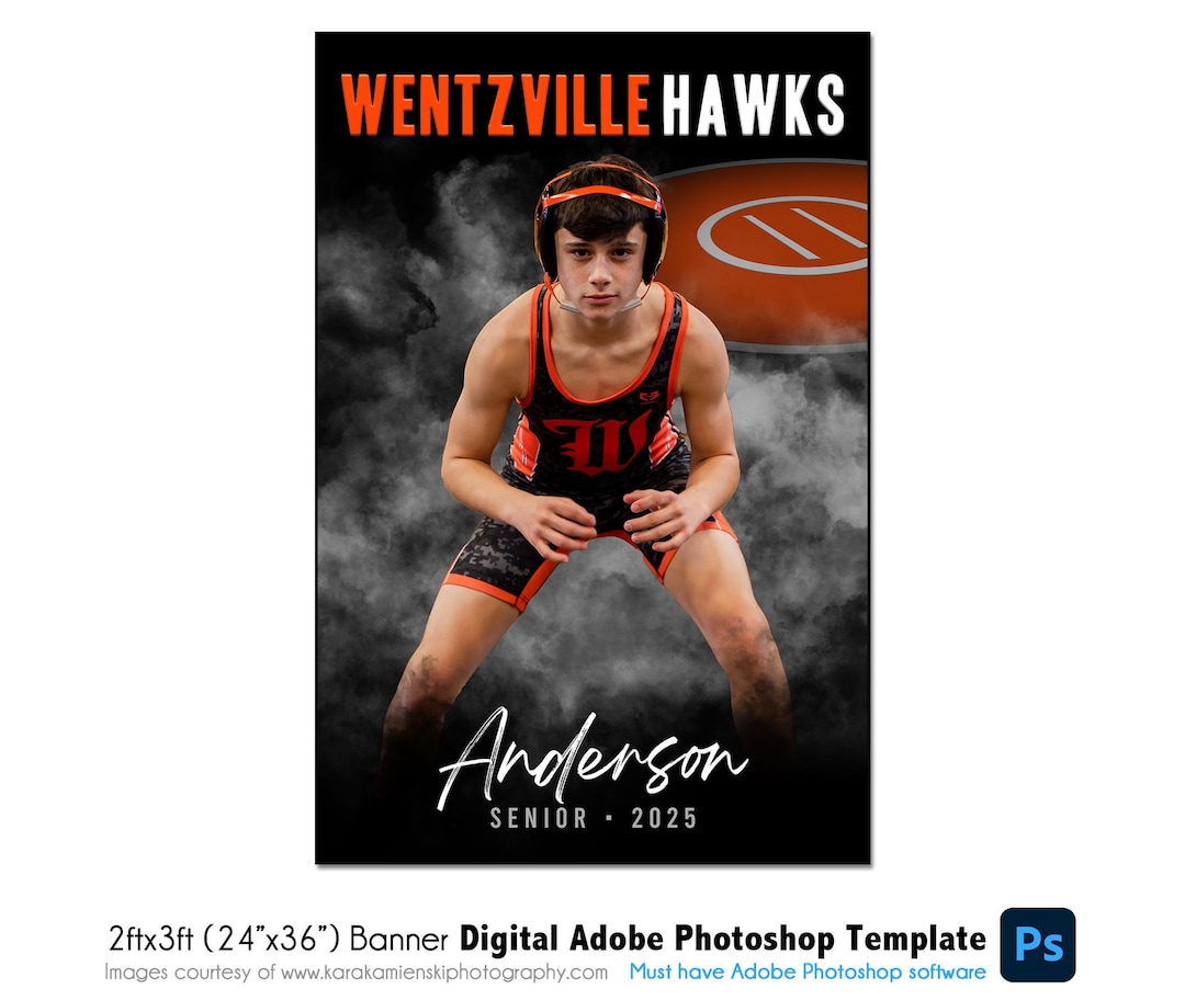 Wrestling Banner Template 004: 2ft X 3ft (24x36”)photoshop PSD ...