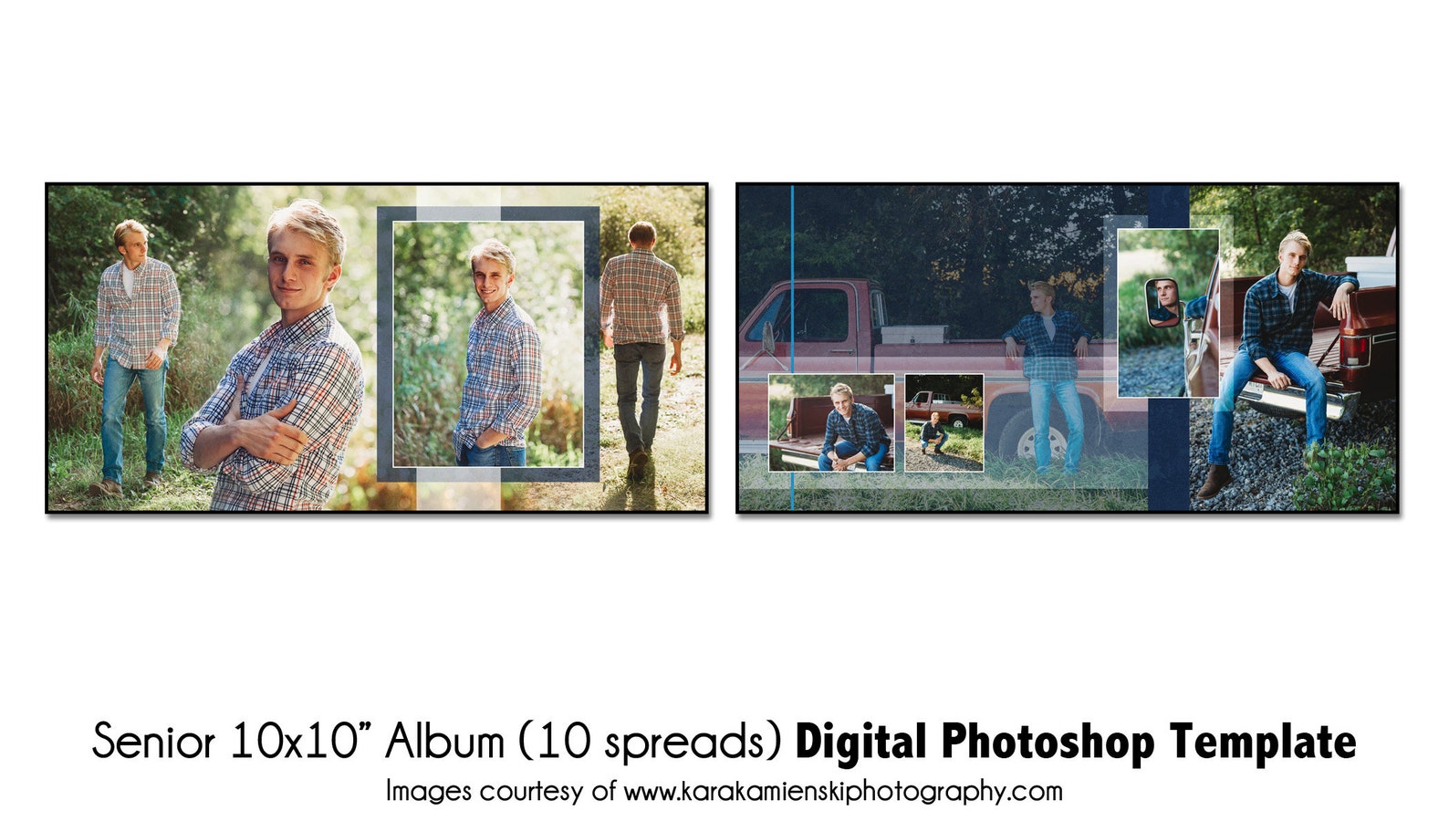 SENIOR ALBUM 002 | 10x10" Digital Photo Album Template | PSD Photoshop ...