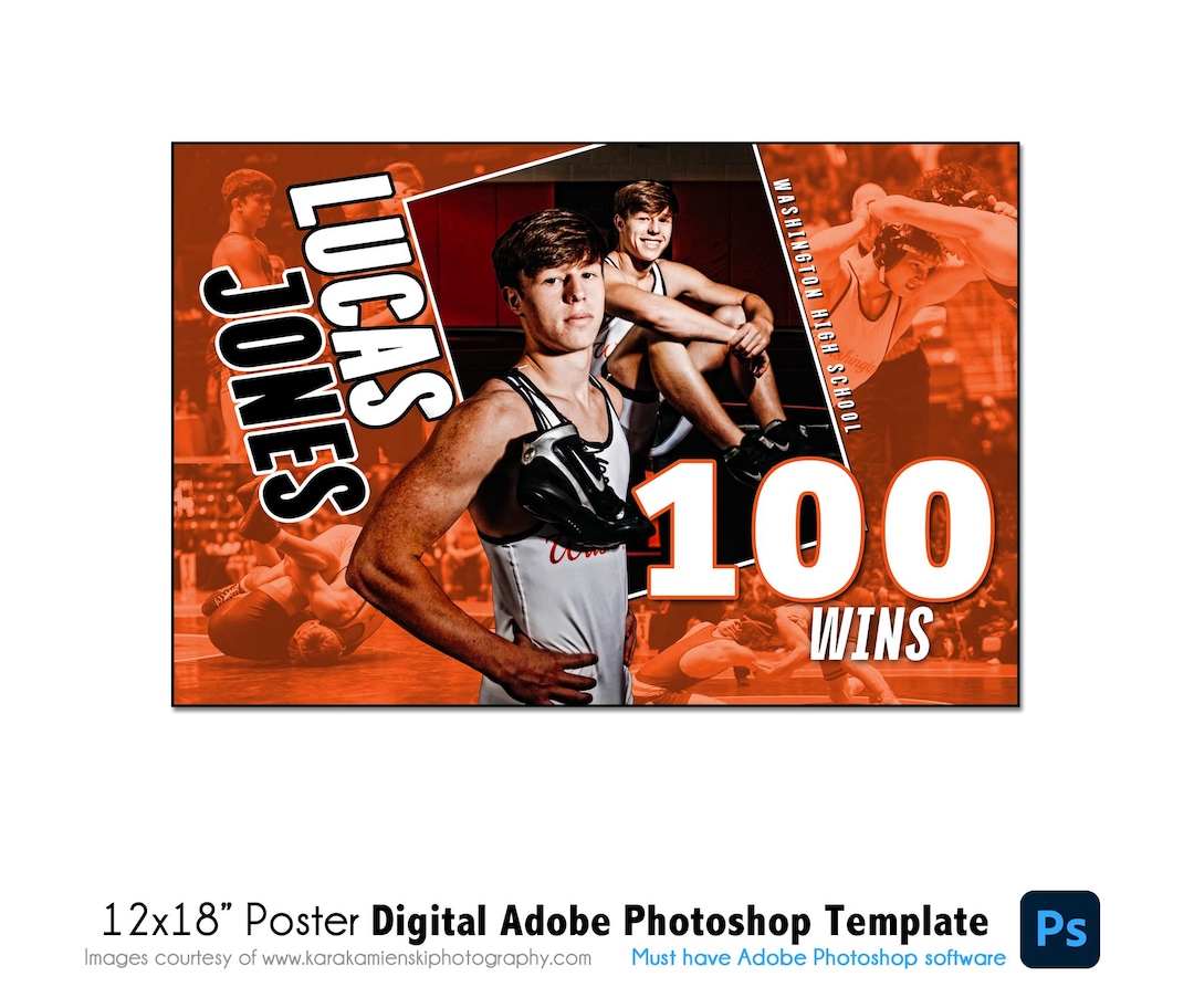 Wrestling Poster Template 015: 12x18" Photoshop PSD, Customizable ...