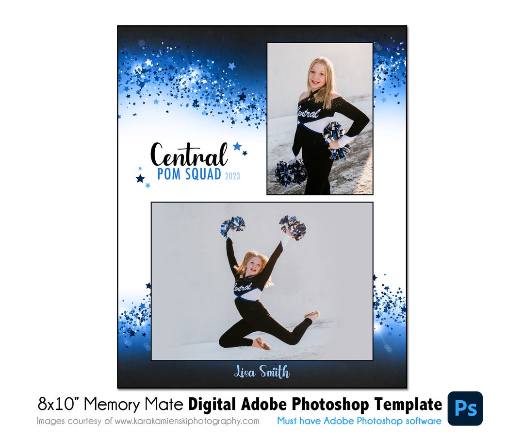 CHEERLEADING MM023 | 8x10 Adobe Photoshop Memory Mate Digital Template ...