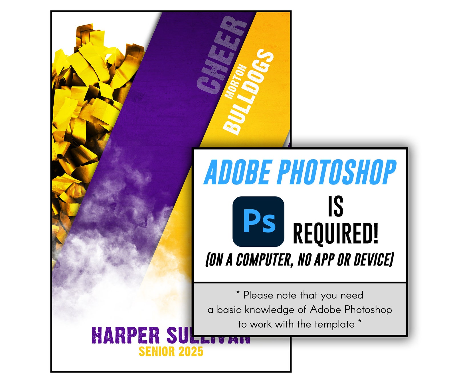 Cheerleading Banner Template 006: 2ft X 3ft (24x36”) Photoshop PSD ...