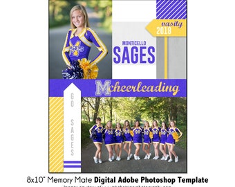 CHEERLEADING MM002 8x10 Adobe Photoshop Memory Mate Digital Template ...