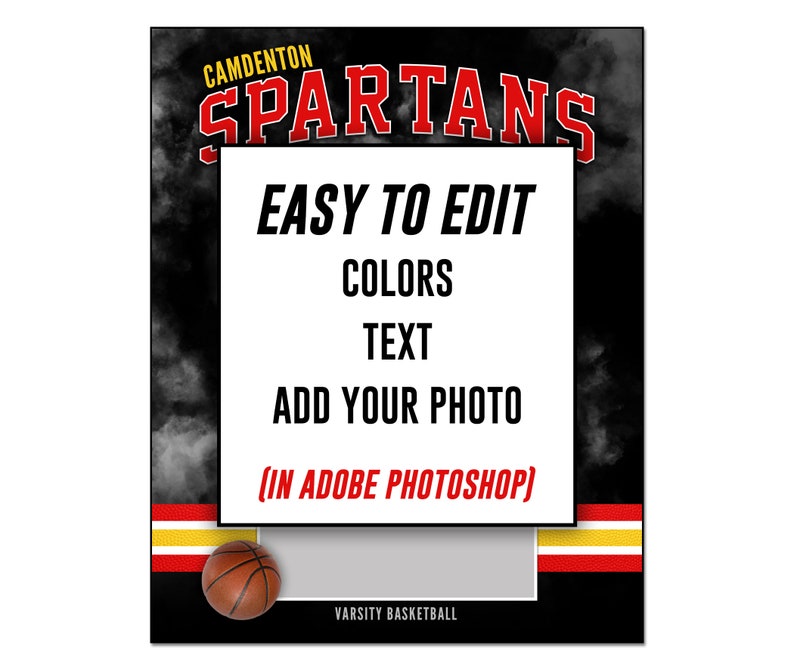 Basketball Memory Mate Photo Template 037: 8x10” Photoshop PSD ...