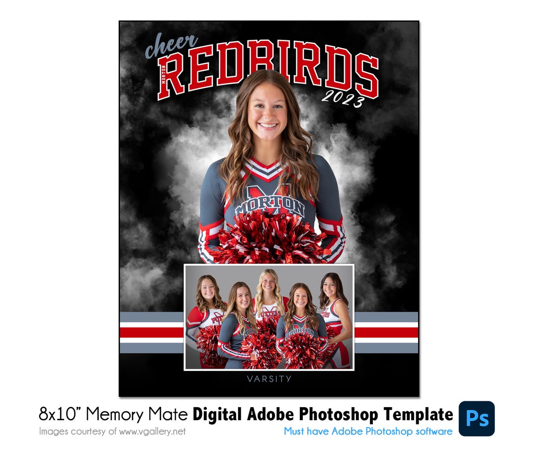 CHEERLEADING MM027 | 8x10 Adobe Photoshop Memory Mate Digital Template ...